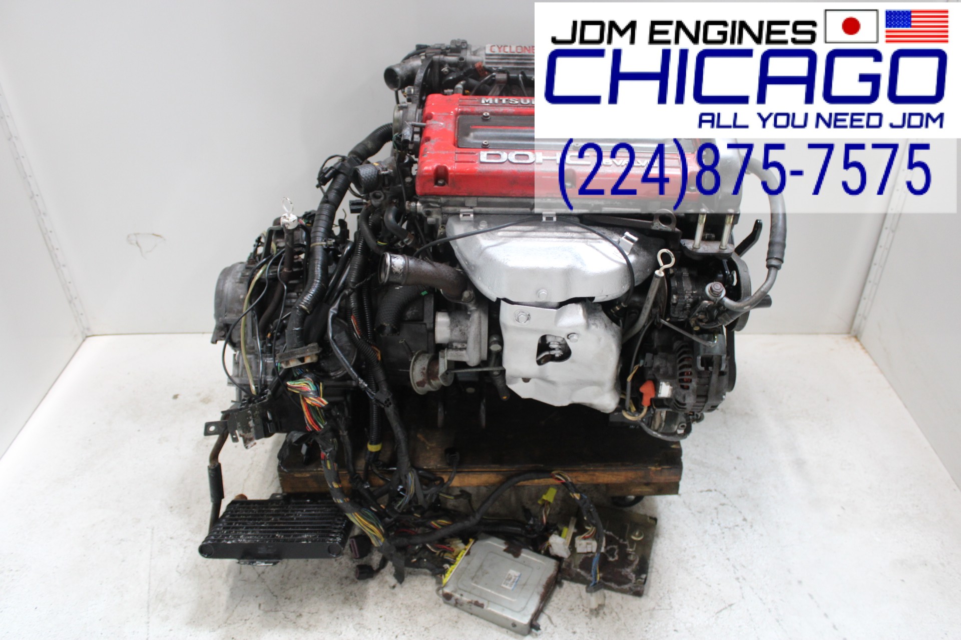 JDM MITSUBISHI 4G63T TURBO CYCLONE 6 BOLT ENGINE WITH AWD A/T WIRING ...